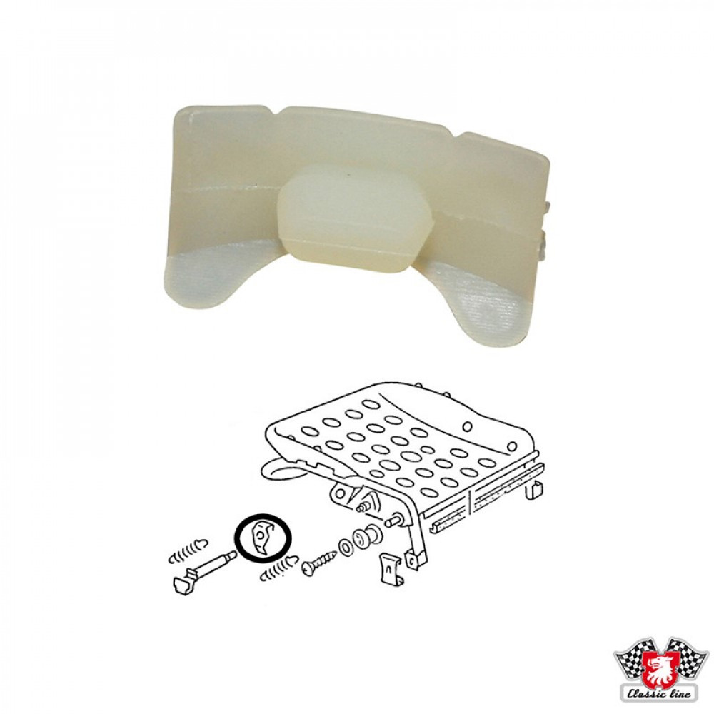 Guide piece for seat rail, front